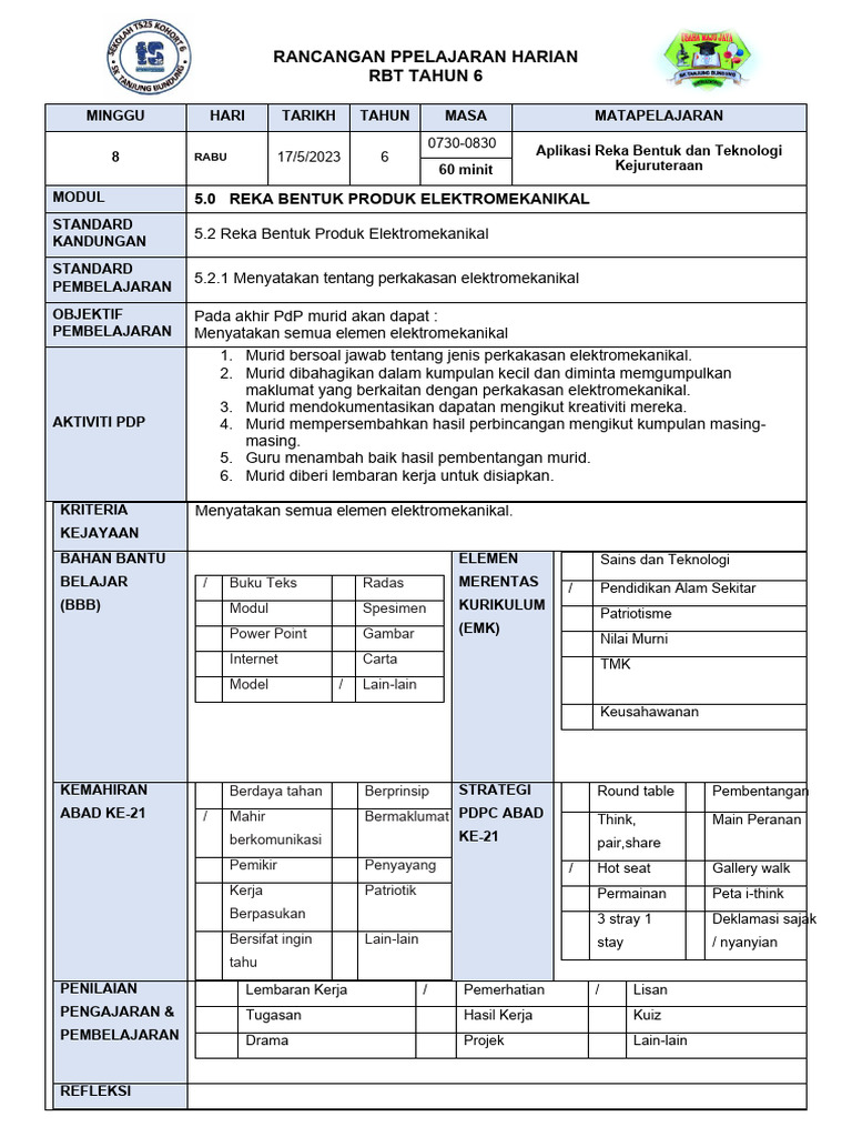 RPH RBT Tahun 6 | PDF