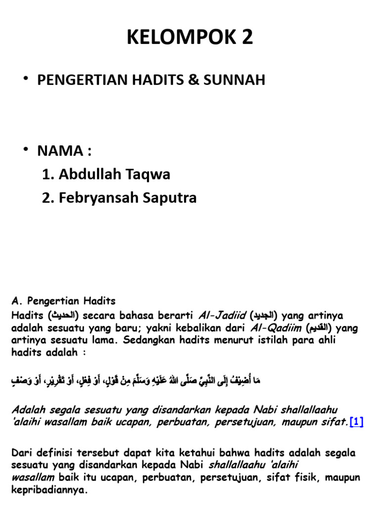Pengertian Hadits Dan Sunnah | PDF