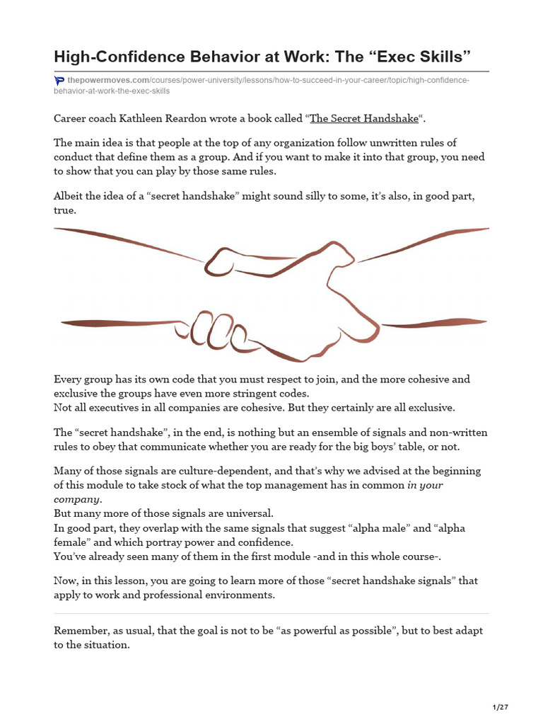 2.High-Confidence Behavior at Work The Exec Skills | PDF | Employment