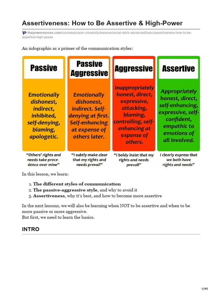 2.assertiveness How To Be Assertive Amp High-Power | PDF | Anger | Persuasion