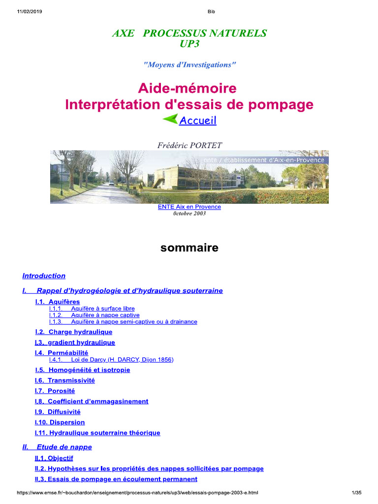 Essais De Pompage Pdf