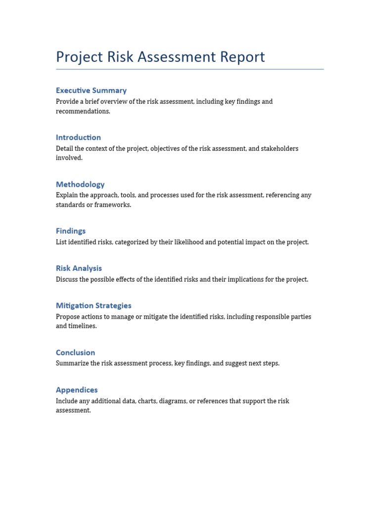 Project Risk Assessment Report Template | PDF