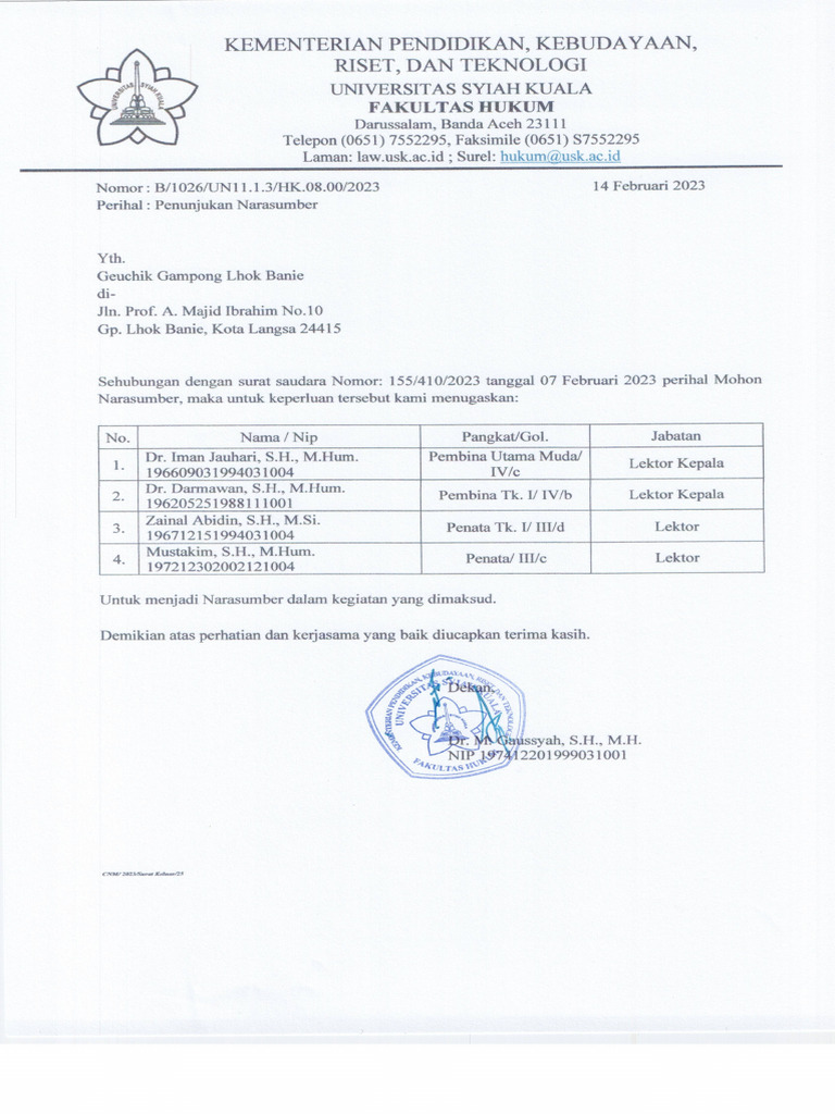 Narasumber Ke Gampong Lhok Banie | PDF