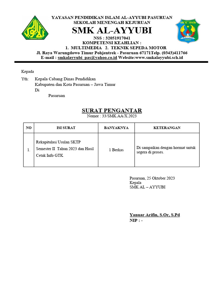2 - SURAT PENGANTAR KTSP Dan KOSP 2023 | PDF 2 - SURAT PENGANTAR KTSP Dan KOSP 2023 | PDF