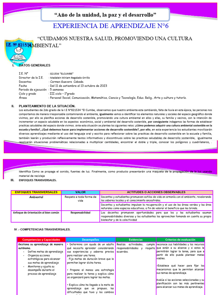 Experiencia de Aprendizaje #6 | PDF | Aprendizaje | Geometría