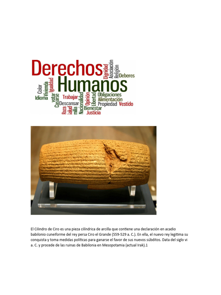 El Cilindro de Ciro Es Una Pieza Cilíndrica de Arcilla Que Contiene Una ...