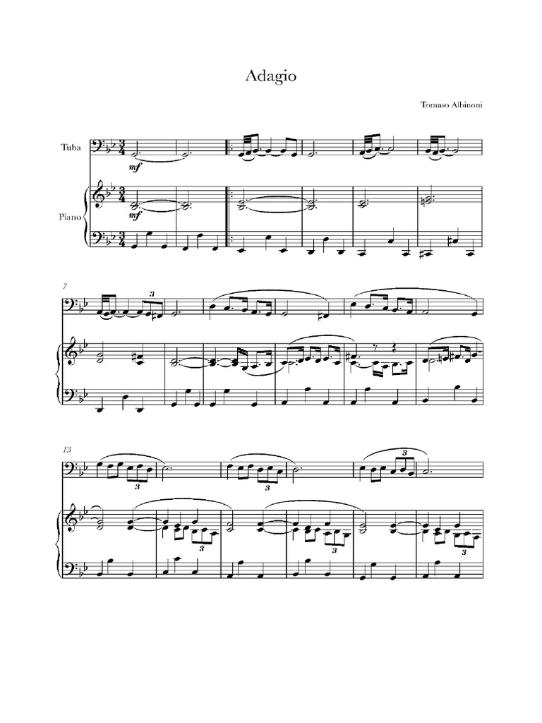 Adagio Albinoni For Tuba | PDF