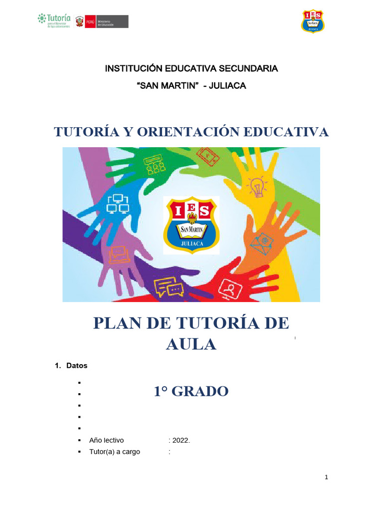 Plan de Aula Primer Grado | PDF | Salón de clases | Las emociones