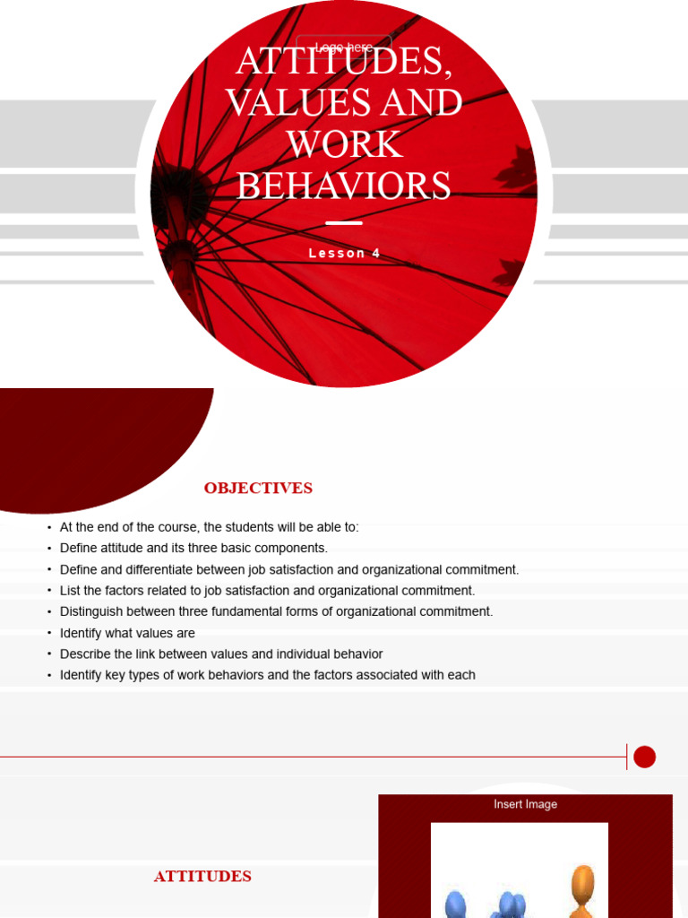 LESSON 4 Attitudes Values and Work Behaviors | PDF | Attitude ...