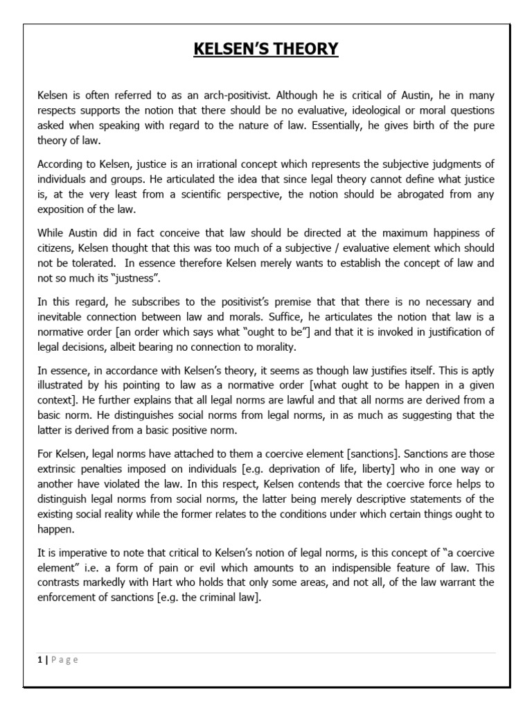 Kelsen's Theory | PDF | Constitution | Jurisprudence