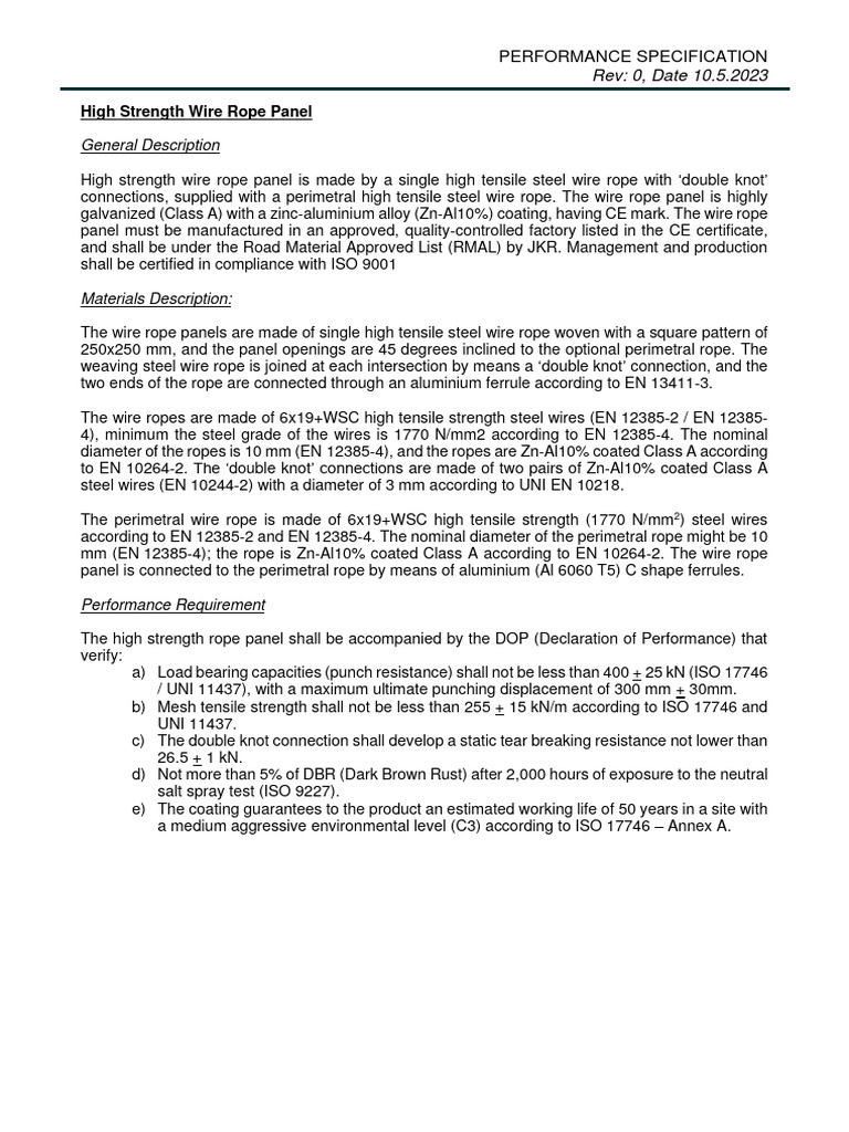 Tender Specification HEA Panels 300 X 300 10 ZnAL10 | PDF | Rope | Wire
