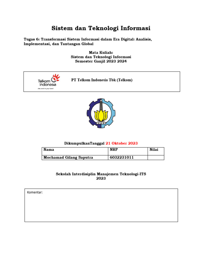 Mochamad Gilang Saputra - Tugas6 Proyek Akhir STI | PDF