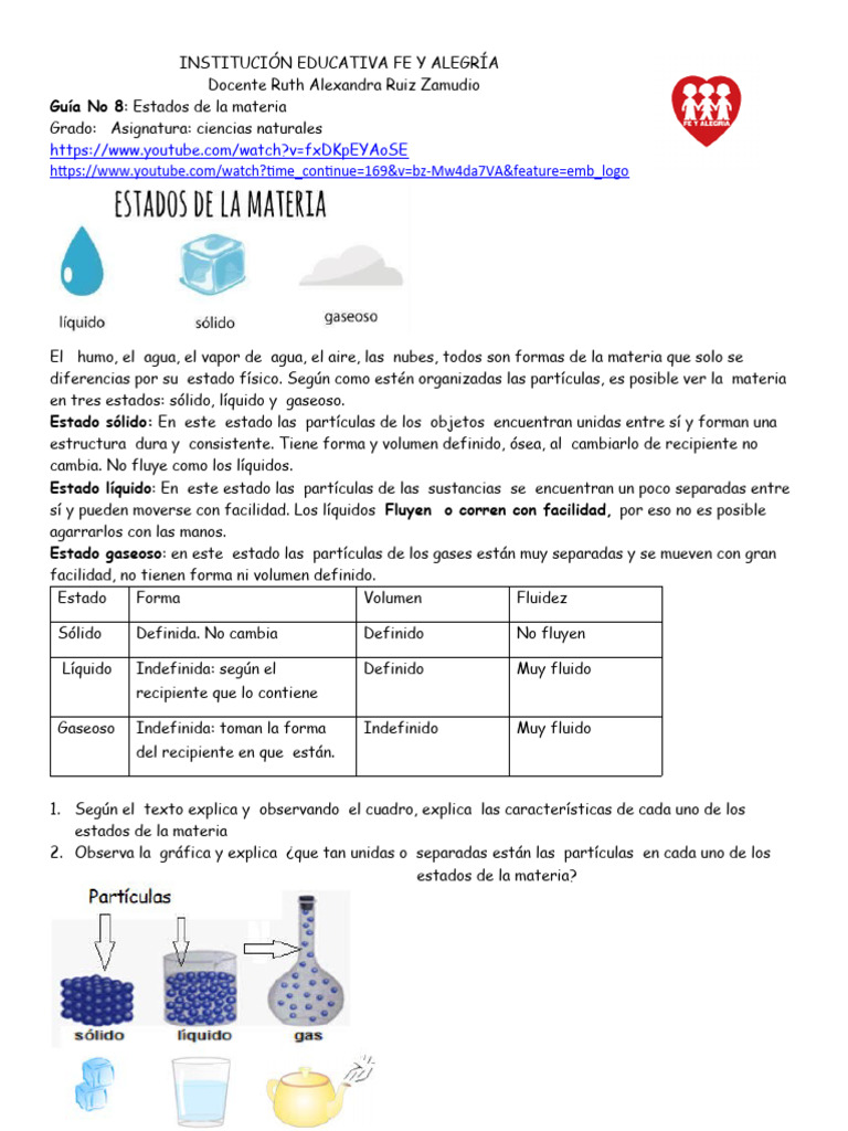 Guía 8. Estados de La Materia | PDF | Importar | Gases