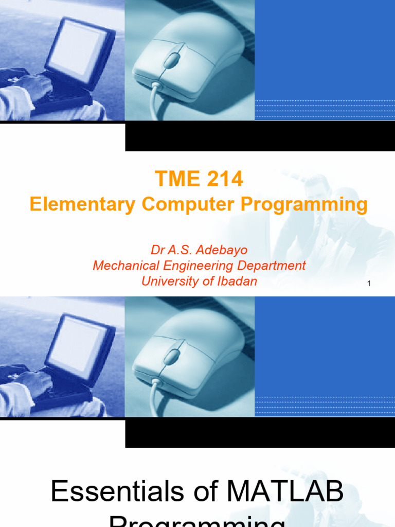 Lecture 001 | PDF | Matlab | Matrix (Mathematics)