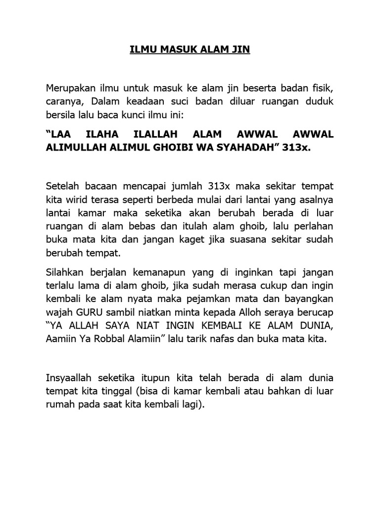 Ilmu Masuk Alam Jin | PDF