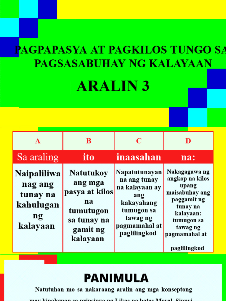 Aralin 3 Pagpapasya at Pagkilos Tungo Sa Pagsasabuhay NG Kalayaan | PDF