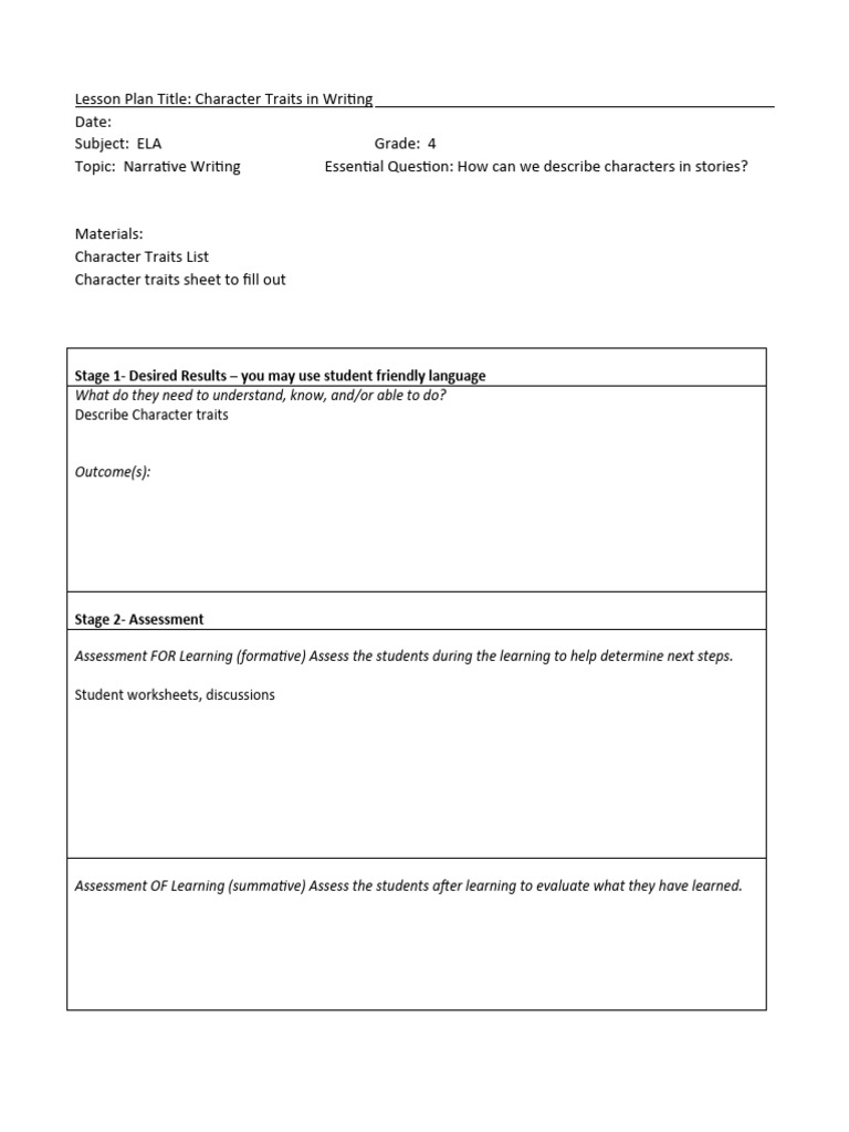 2 - Writing Character Traits | PDF
