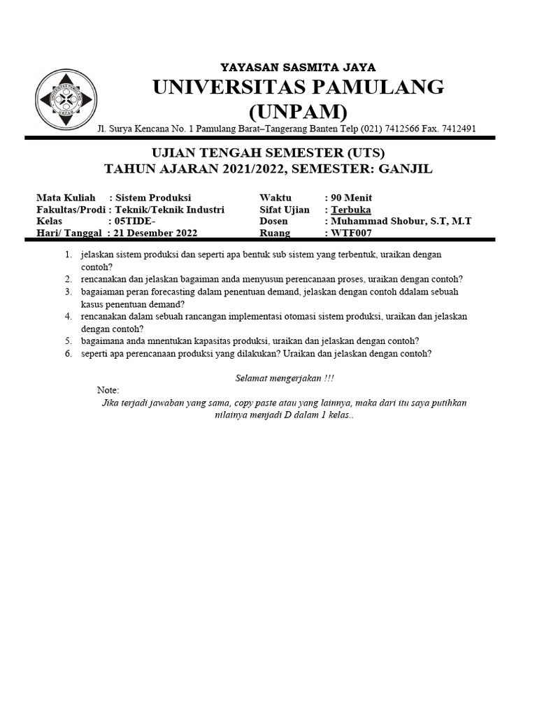 Sisprod Uts 2023 | PDF | Komputer