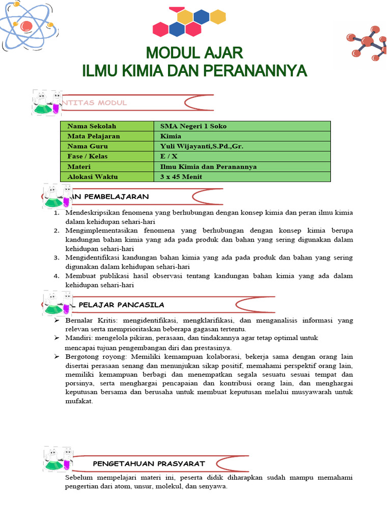 Modul Ilmu Kimia dan Peranannya New | PDF