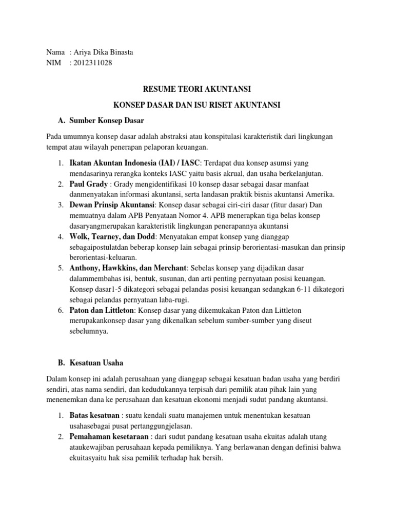 Konsep Dasar & Riset Akuntansi | PDF