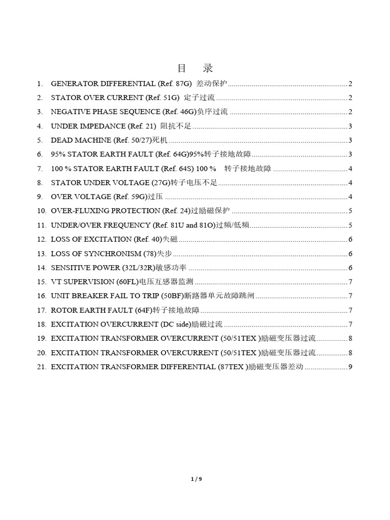 MICOM P345íóM-3425AGenerator Plant Setting Value | PDF | Electric ...