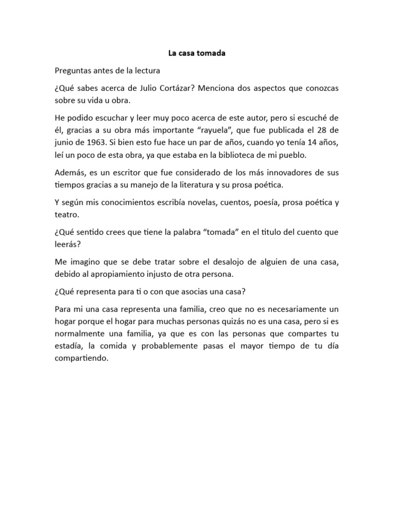 La Casa Tomada | PDF | Cuentos