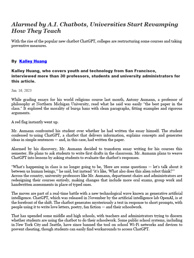 Article NYTimes Chat GPT | PDF | Artificial Intelligence | Intelligence ...