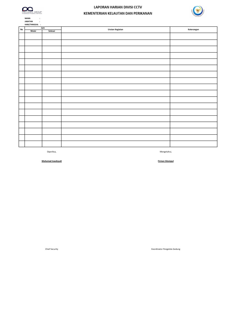Form Log Book Harian CCTV | PDF