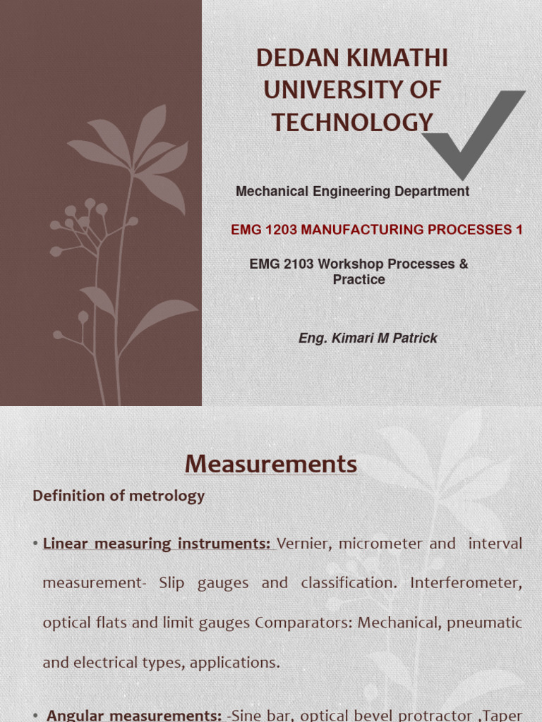 EMG 1203 Manufacturing Processes 1-Dimensional Analysis Notes 2020 ... EMG 1203 Manufacturing Processes 1-Dimensional Analysis Notes 2020 ...