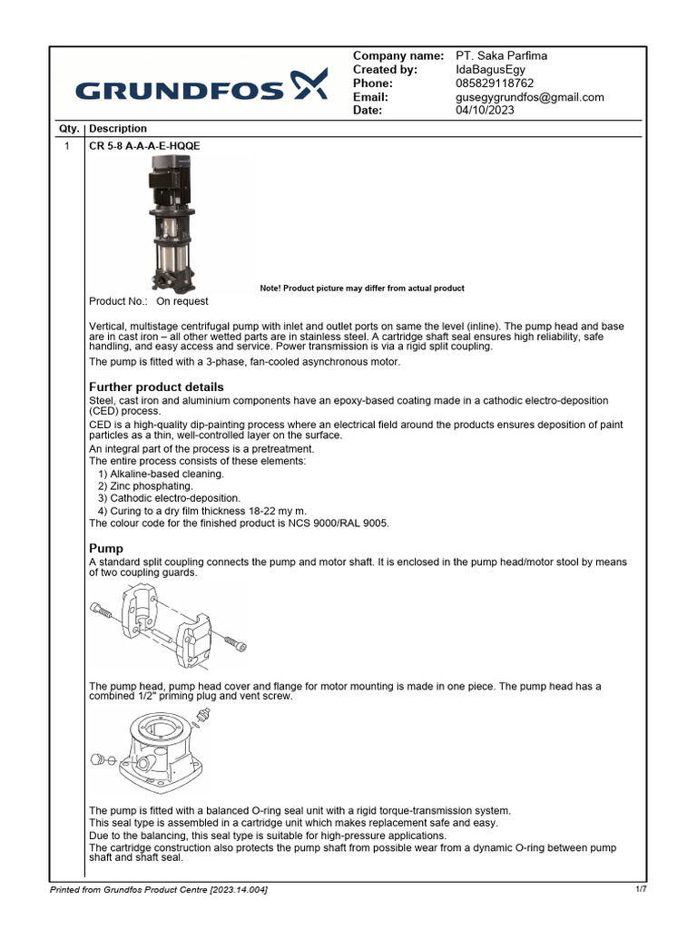 Cr5 8 Pdf Pump Electric Motor