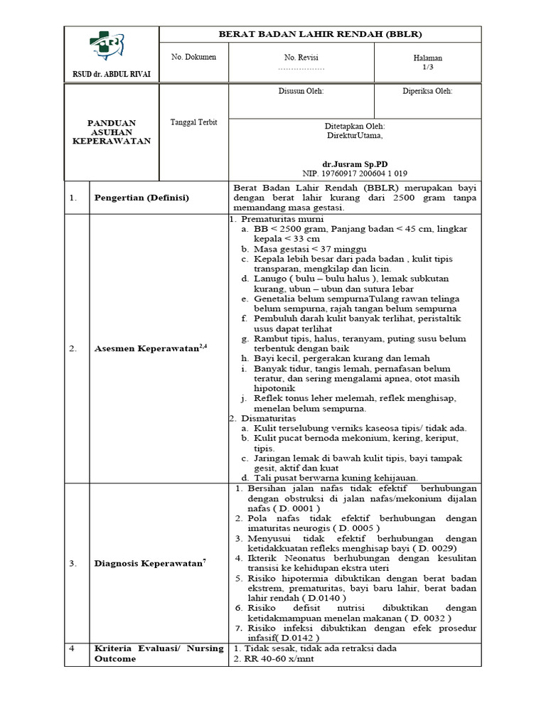 Panduan Asuhan BBLR di RSUD | PDF