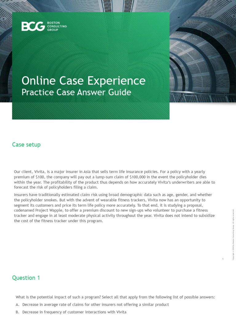 Practice Online Case Answer Guide | PDF | Insurance | Profit (Economics)