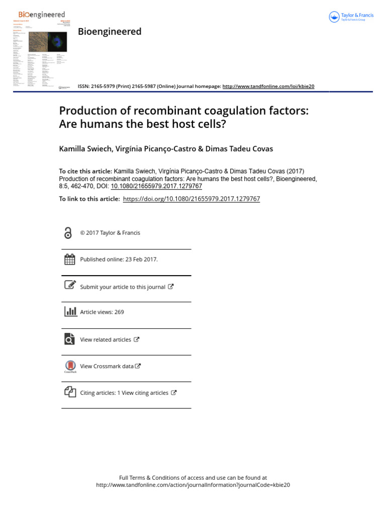 Production of Recombinant Coagulation Factors Are Humans The Best Host ...