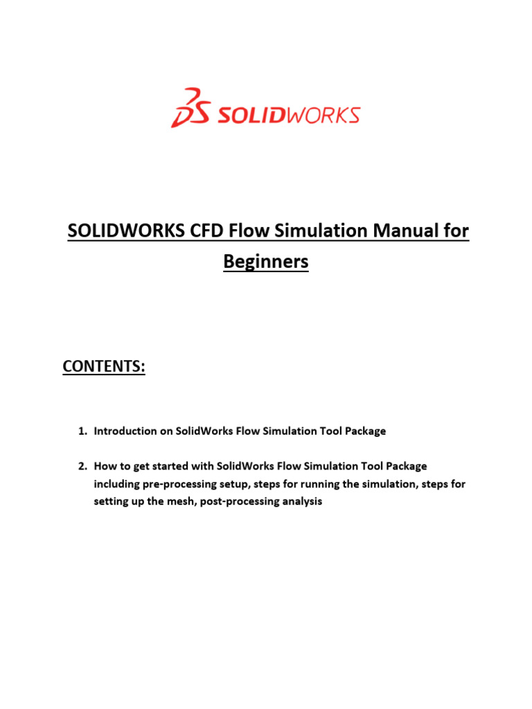 SOLIDWORKS CFD Flow Simulation Manual For Beginner1 | PDF | Fluid Dynamics | Computational Fluid ...