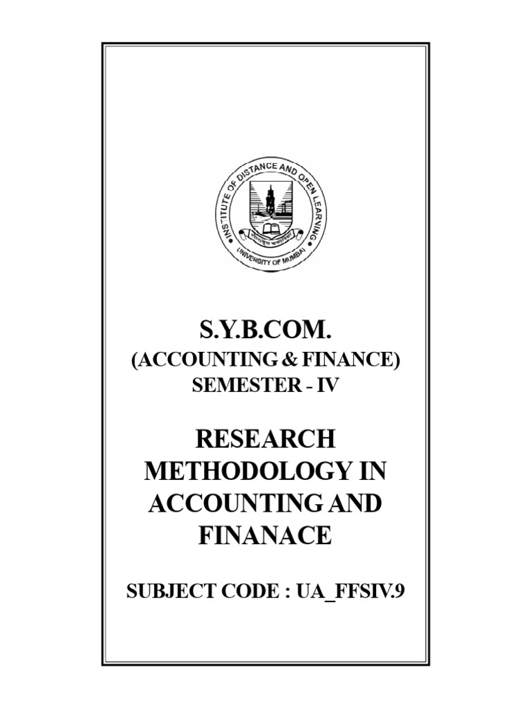 SYBCOM ACC FINSYBAF Sem 4 Research Methodology | Download Free PDF | Accounting | Statistics