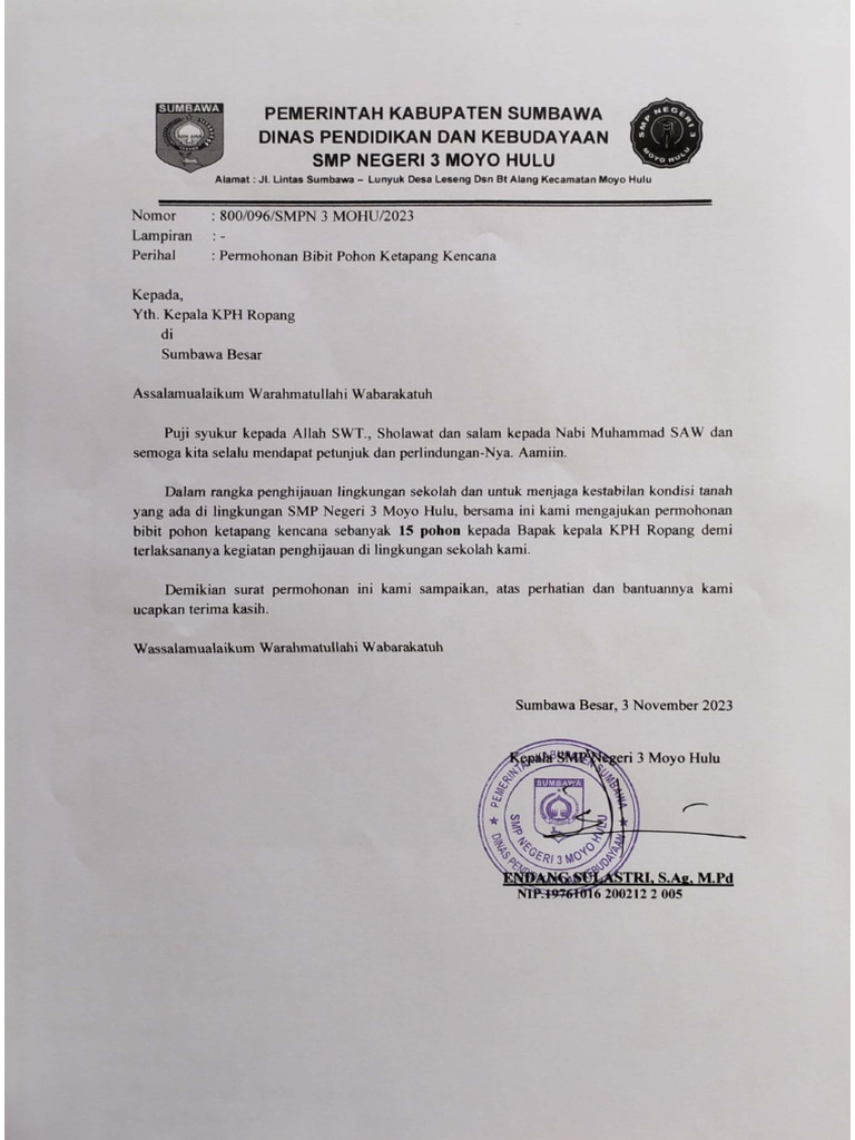 Surat Permohonan 1 | PDF