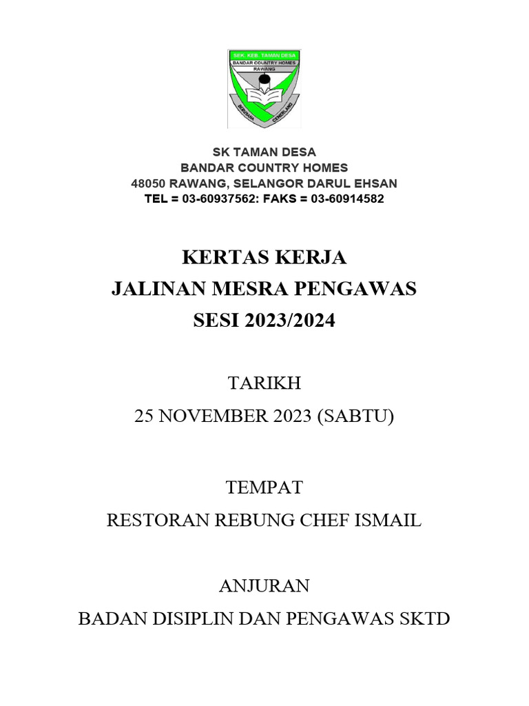 KK Jalinan Mesra Pengawas 2023 | PDF