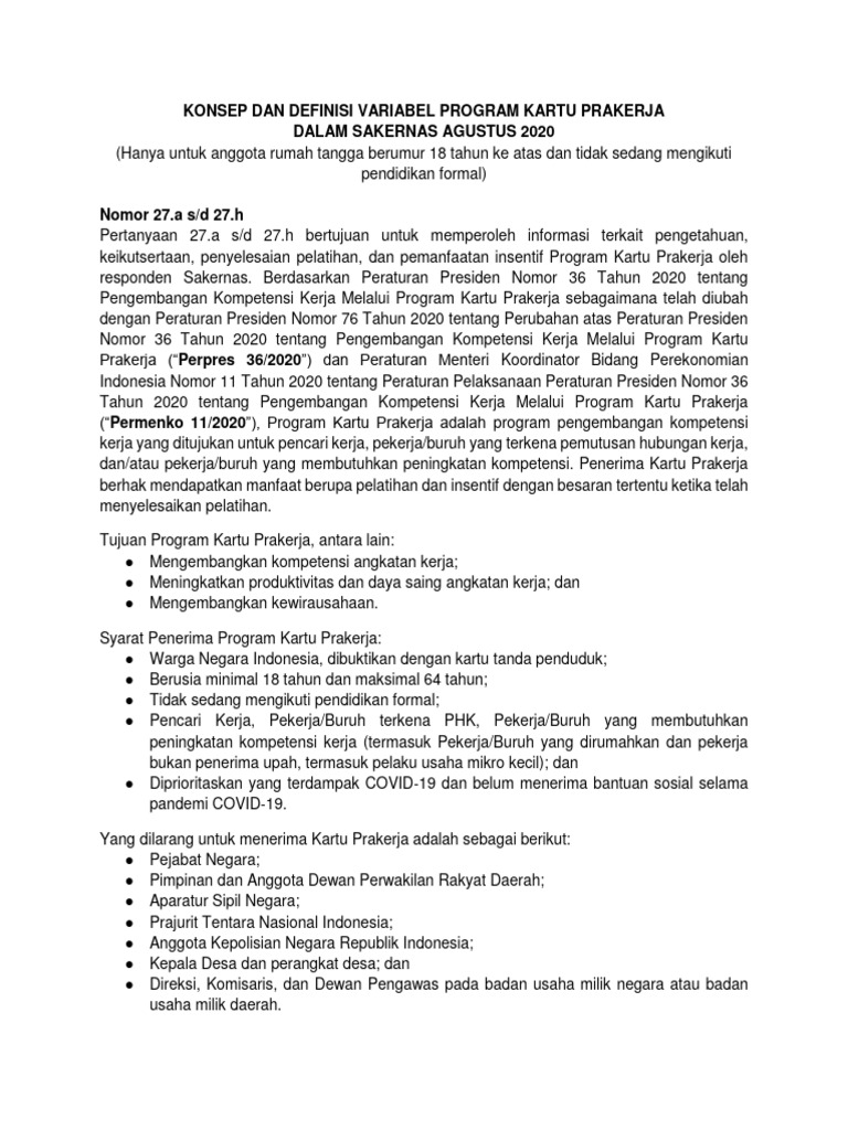 Metadata Konsep Dan Definisi Variabel Prakerja Dalam Sakernas Agustus ...