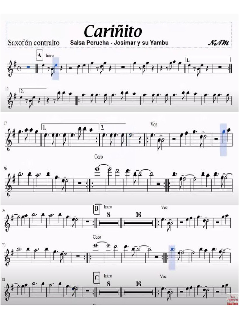 Cariñito Saxo Alto | PDF