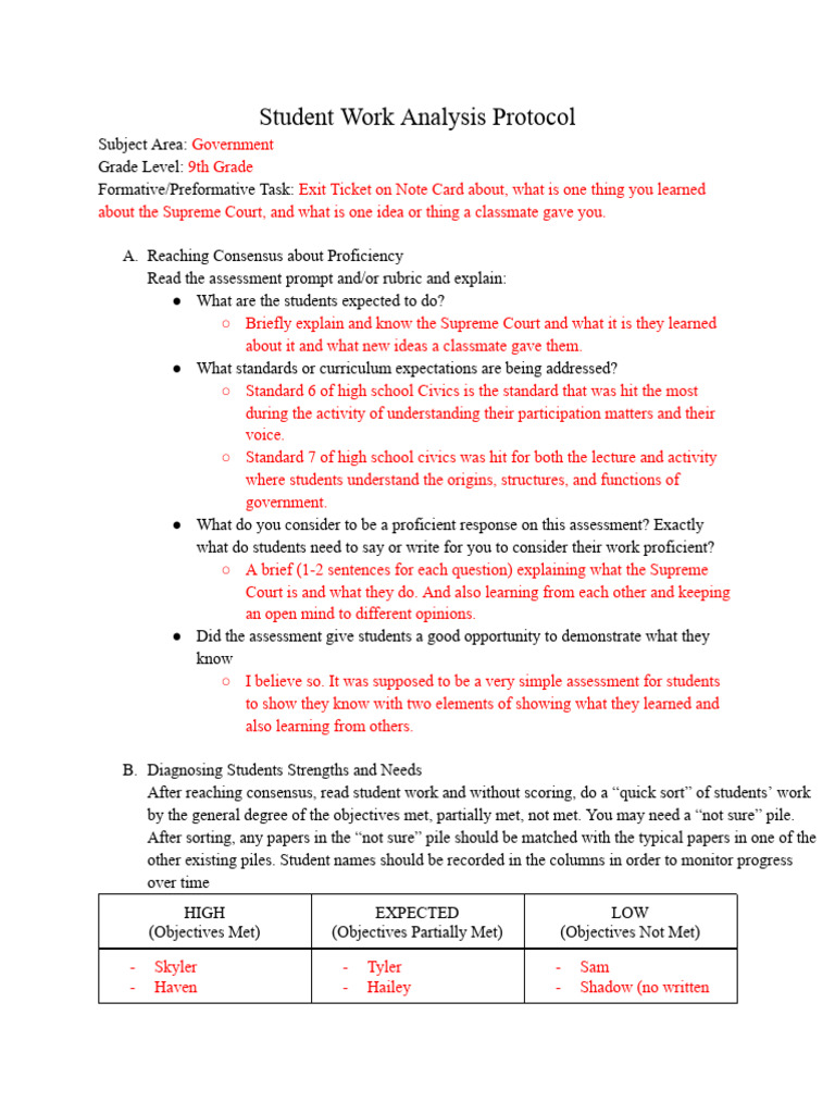 Data Analysis Protocol - Educ 450 | PDF | Supreme Court Of The United ...