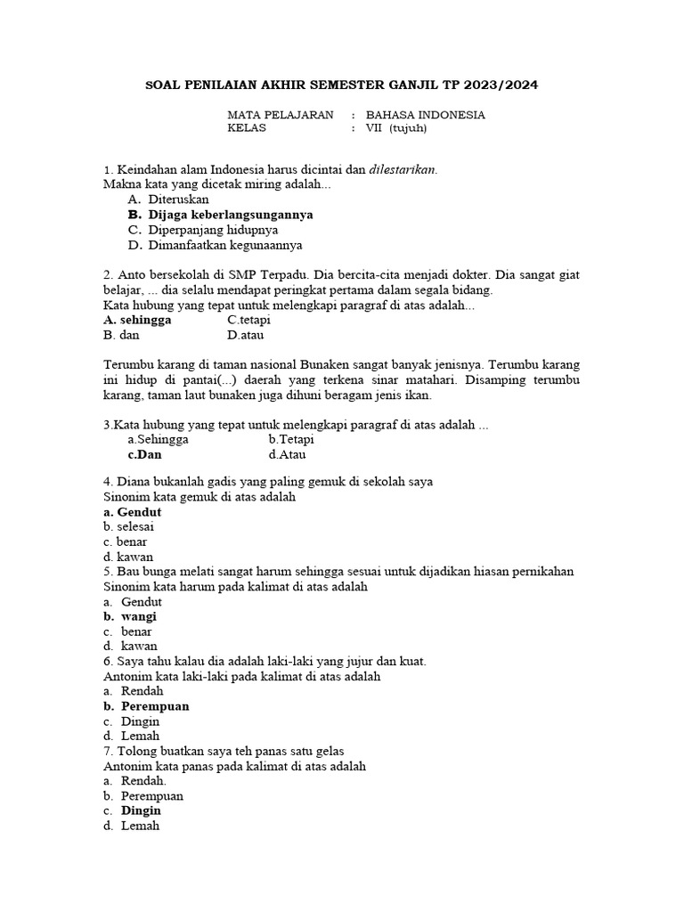 Soalpas B.indonesia Vii Nina M. | PDF