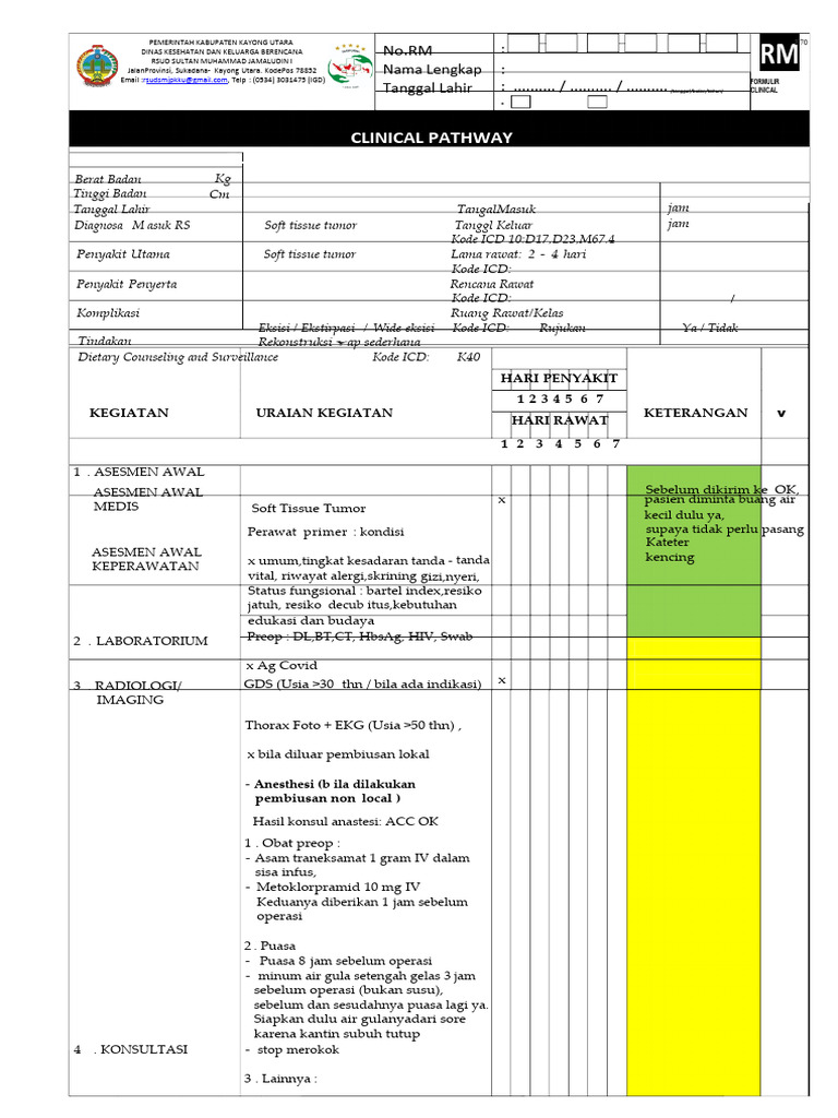 Formulir Clinical Patway Tumor Jaringan Lunak | PDF