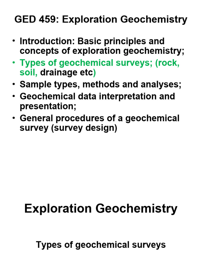 Geochemical Survey Types | PDF | Soil | Prospecting