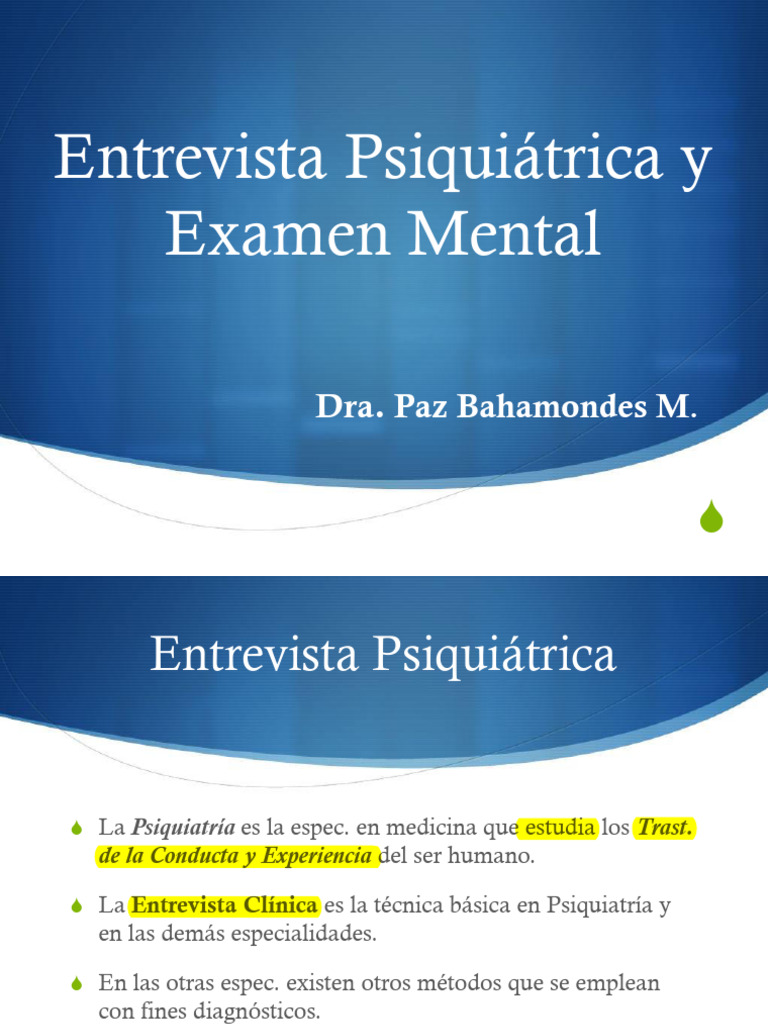 C1. Historia Psiquiatrica y Ex. Mental | Descargar gratis PDF | Psiquiatría | Mente