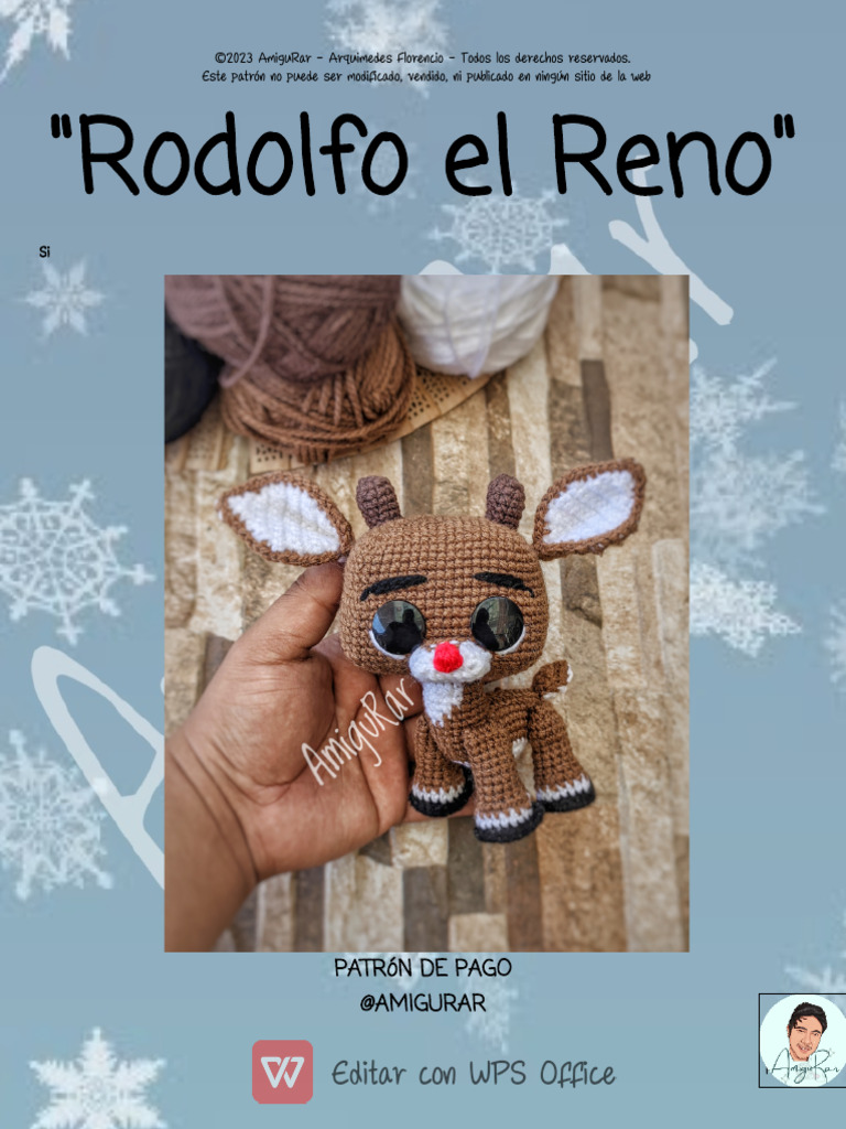 Patrón Amigurumi: Rodolfo el Reno | PDF | Amigurumi | Tejer