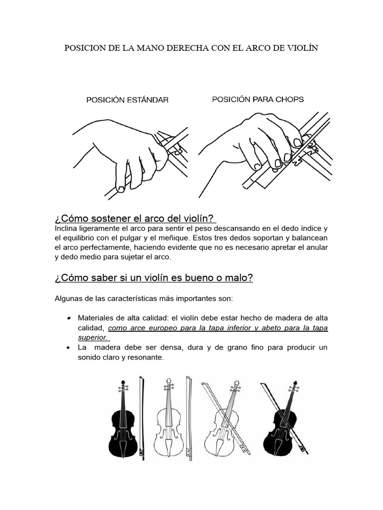 Posición y agarre del arco en violín | PDF