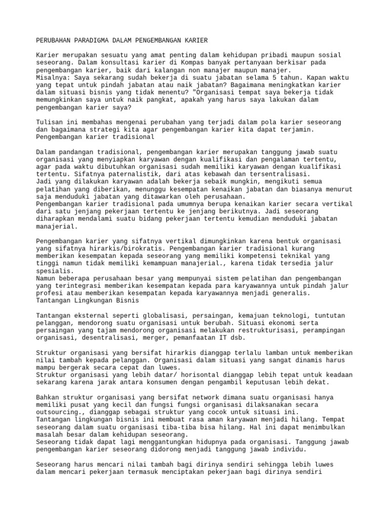 Perubahan Paradigma | PDF | Karier & Perkembangan | Bisnis
