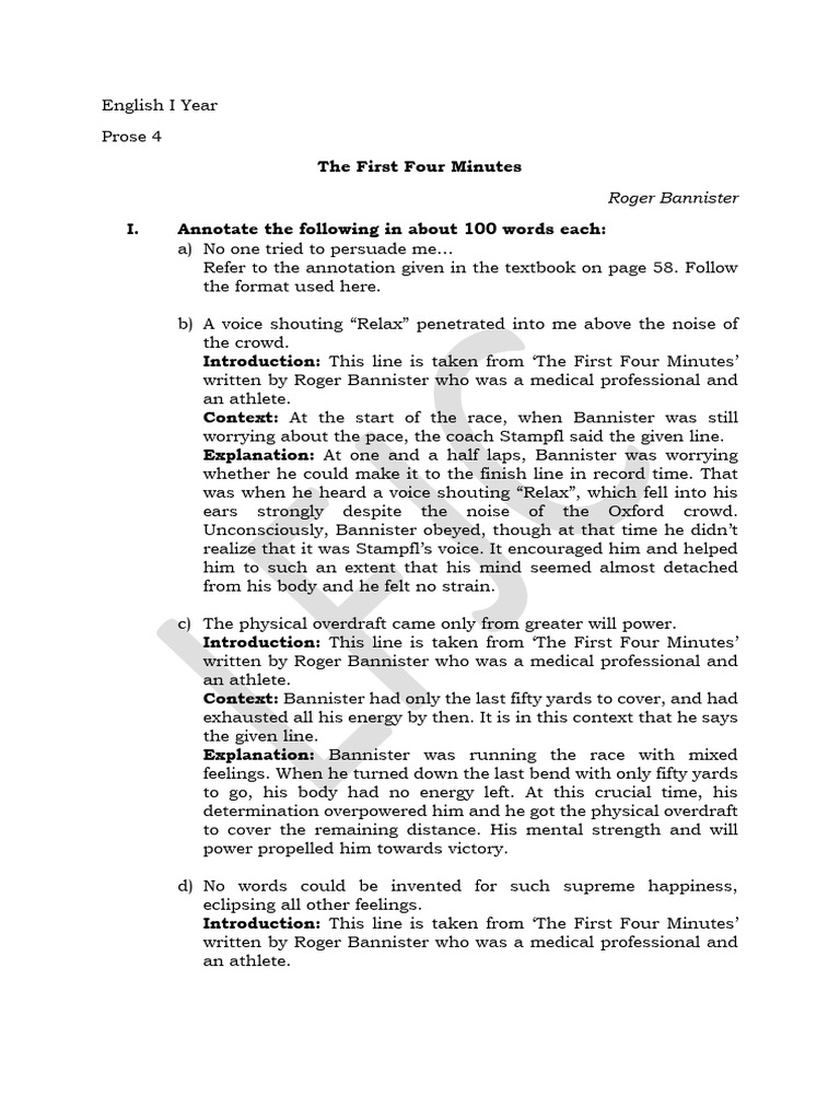Summary of Roger Bannister's Race | PDF | Sports & Recreation