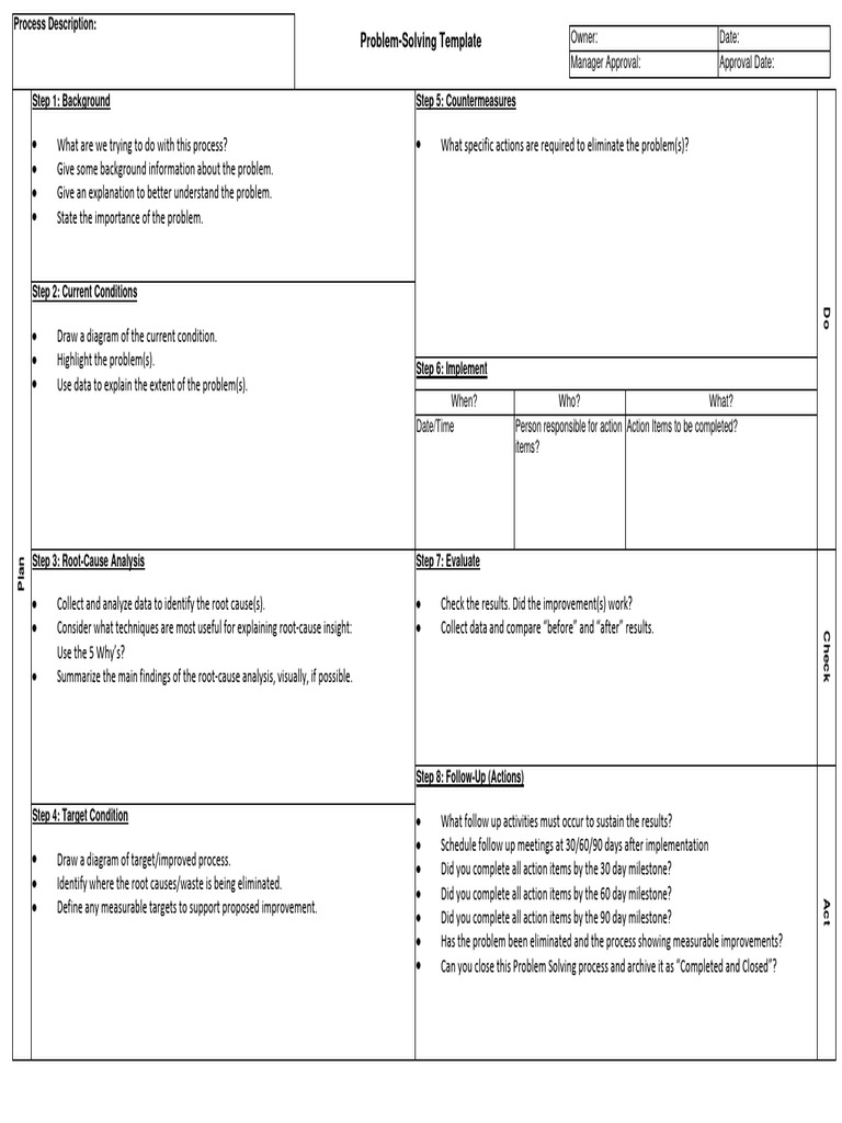 05d A3 Problem Solving Template Visio | Download Free PDF | Renting ...