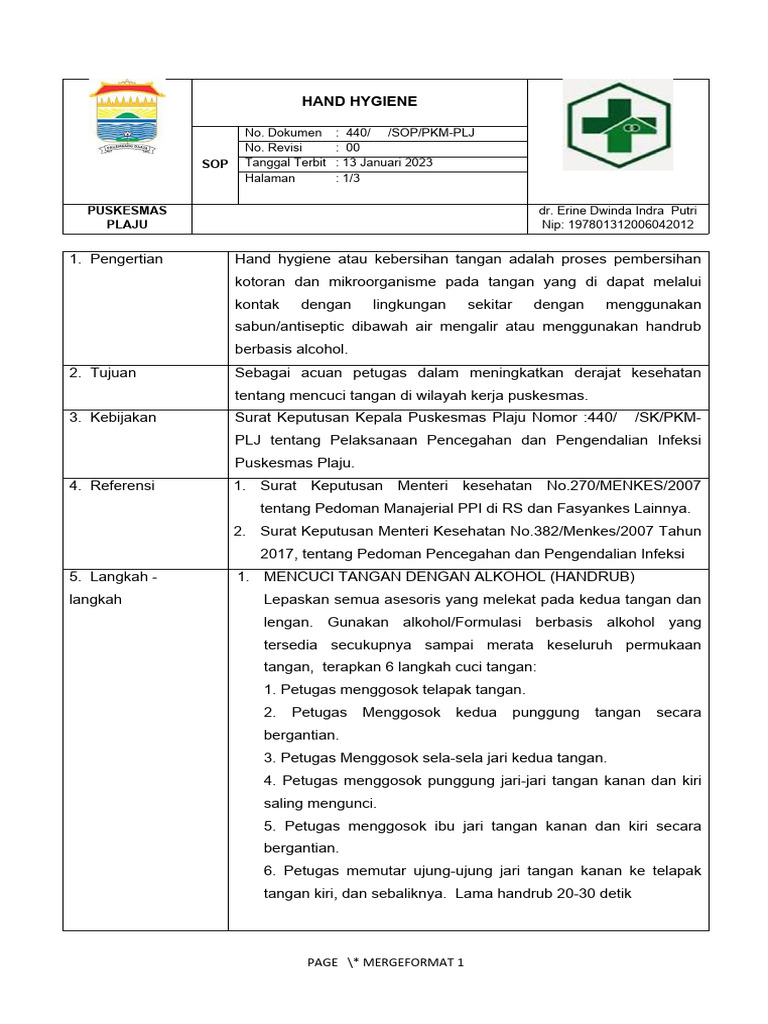SOP Hand Hygiene | PDF